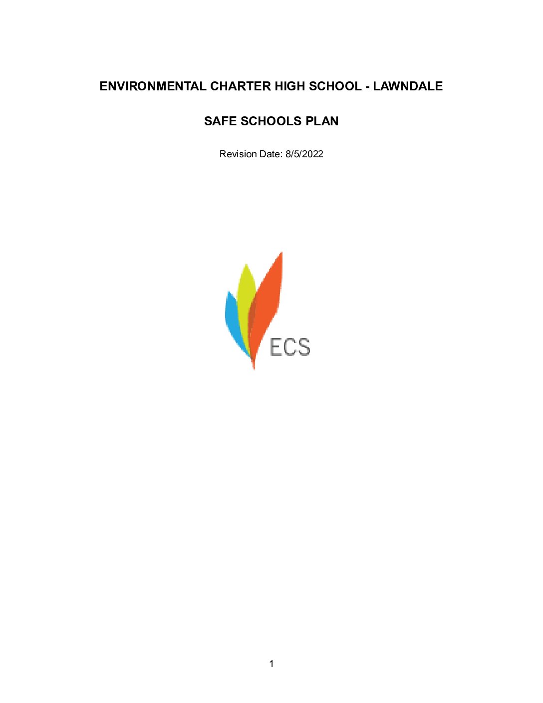 ECHSL – Safe Schools Plan 2022-2023 – Environmental Charter Schools