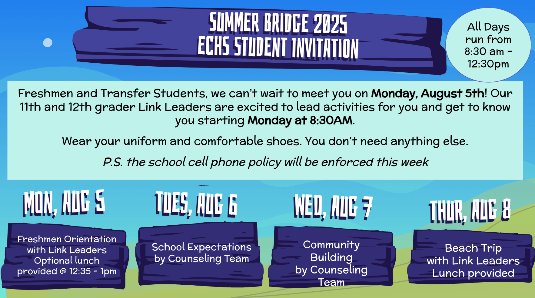 Summer Bridge 2025 ECHS Student Invitation – Environmental Charter Schools