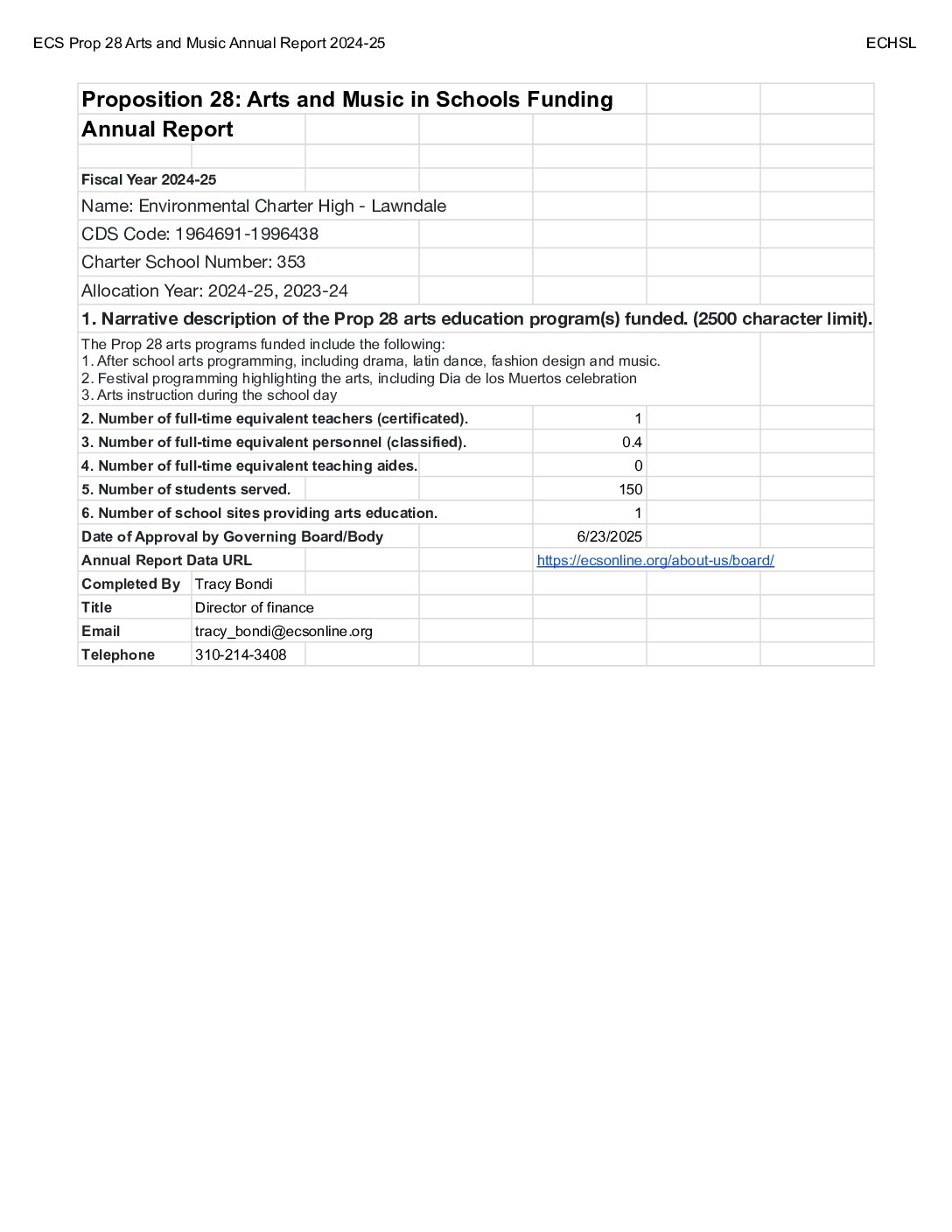 ECS – Prop 28 Arts and Music Annual Report 2024-25 – Environmental ...